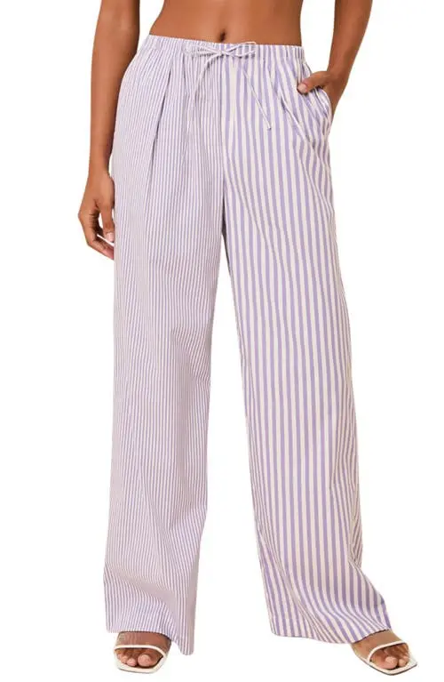 Solid & Striped The Ashling Stripe Pleated Cover-up Pants - Ultra Voilet Stripe
