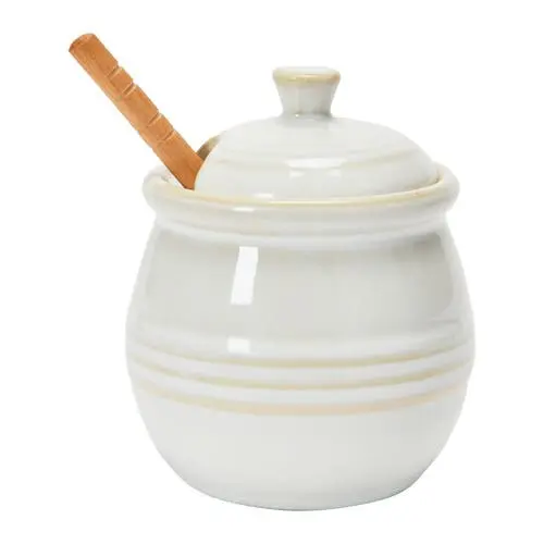 STORIED HOME Farmhouse Embossed Honey Pot With Honey Dipper