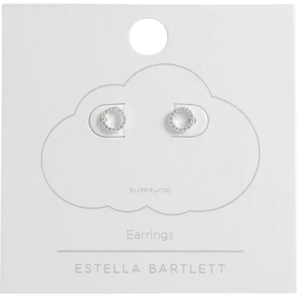 Estée Lauder Cubic Zirconia Circle Stud Earrings - Silver