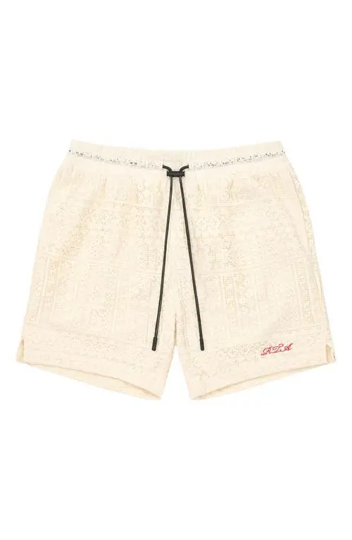 RtA Clyde Pull-on Openwork Shorts - Sand Cursive
