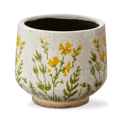 TAG Wild Flower Footed Planter Large Multi Terracotta Spring