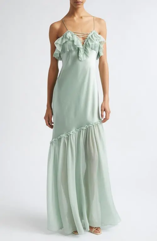 Ulla Johnson Elaria Ruffle Silk Gown - Celadon