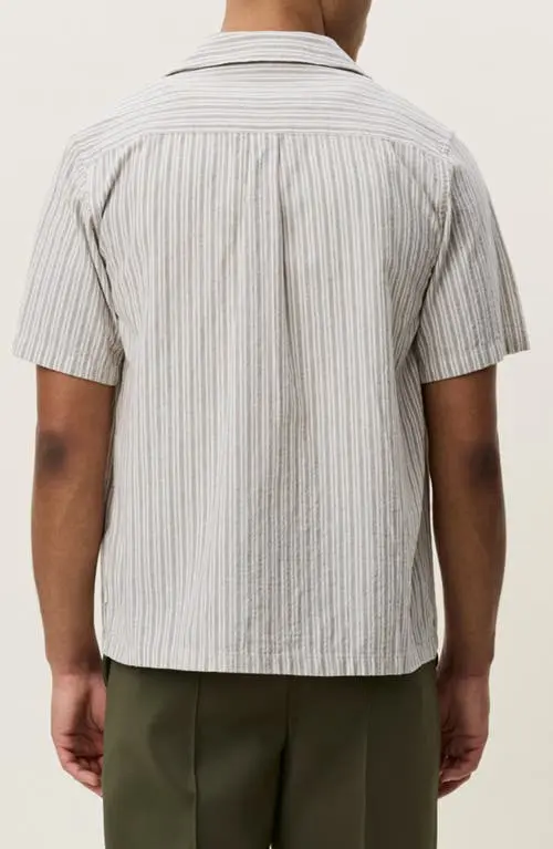 LES DEUX Stripe Cotton & Linen Camp Shirt