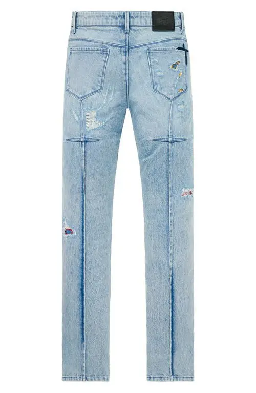 RtA Clayton Rip & Repair Skinny Jeans - Frayed Indigo