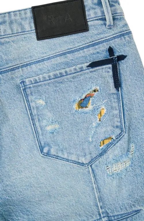 RtA Clayton Rip & Repair Skinny Jeans - Frayed Indigo