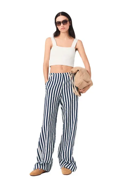 Maje Linen Blend Sailor Trousers