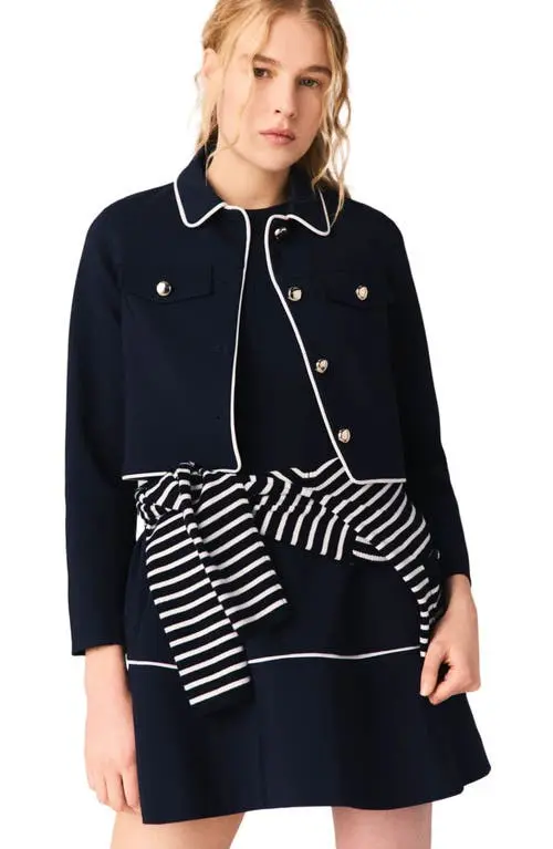 Maje Short Jacket With Contrast Trim