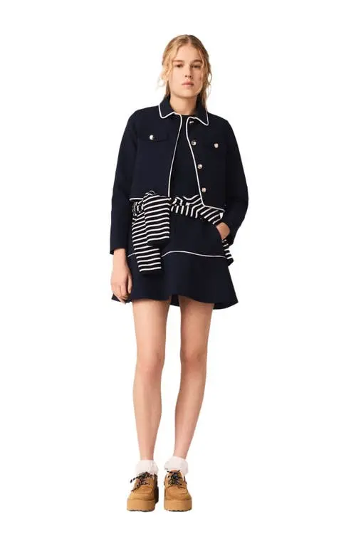 Maje Short Jacket With Contrast Trim