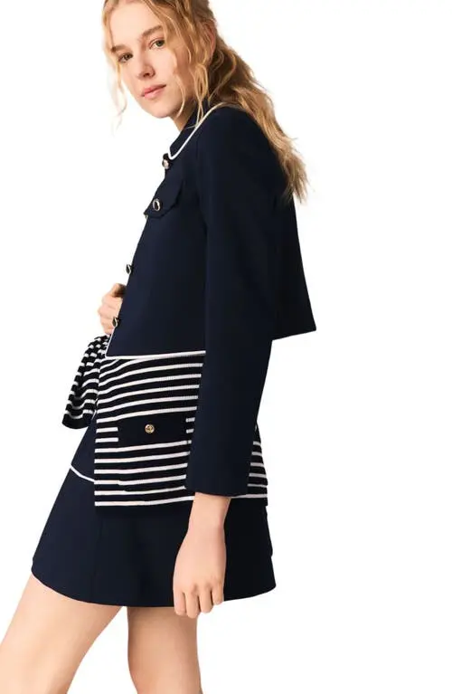 Maje Short Jacket With Contrast Trim