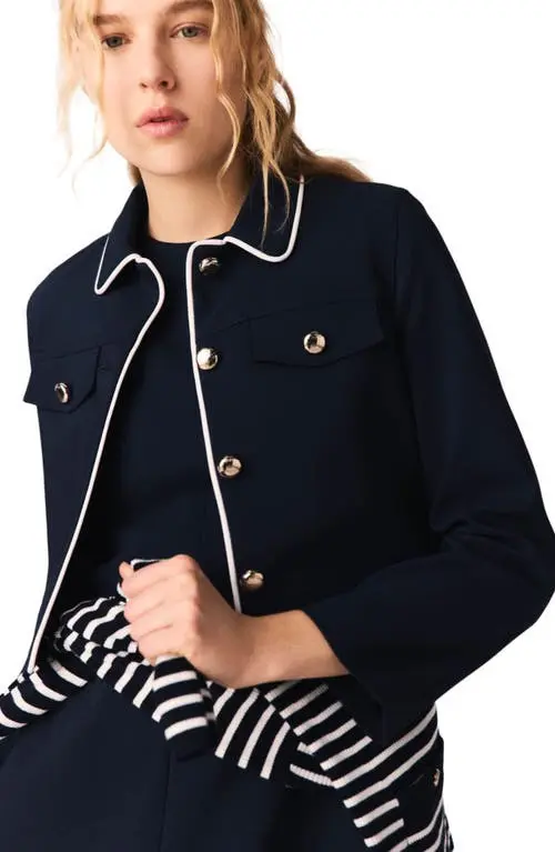 Maje Short Jacket With Contrast Trim