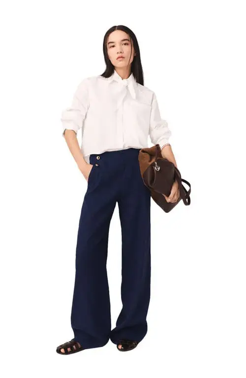 Maje Linen-blend Sailor Trousers