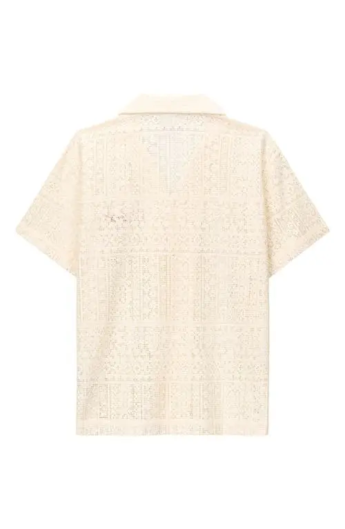 RtA Nathan Oversized Open Weave Button-up Camp Shirt