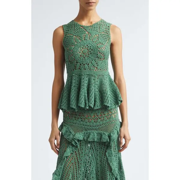 Ulla Johnson Cora Sleeveless Crochet Top - Sea Glass