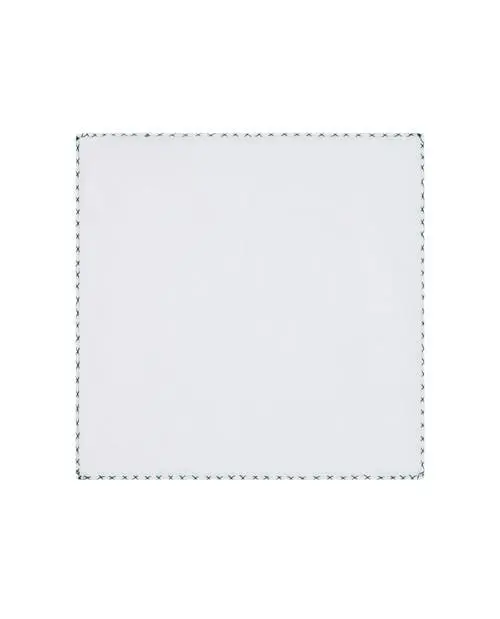Robert Talbott Carlton Linen Cross Stitch Border Pocket Square - White/green