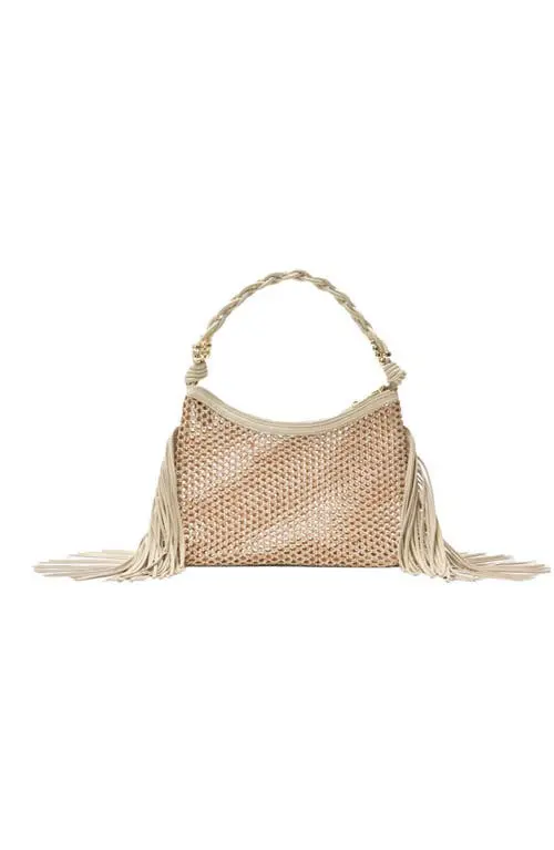 Maje Hobo Net Bag With Fringe And Beaded Handle