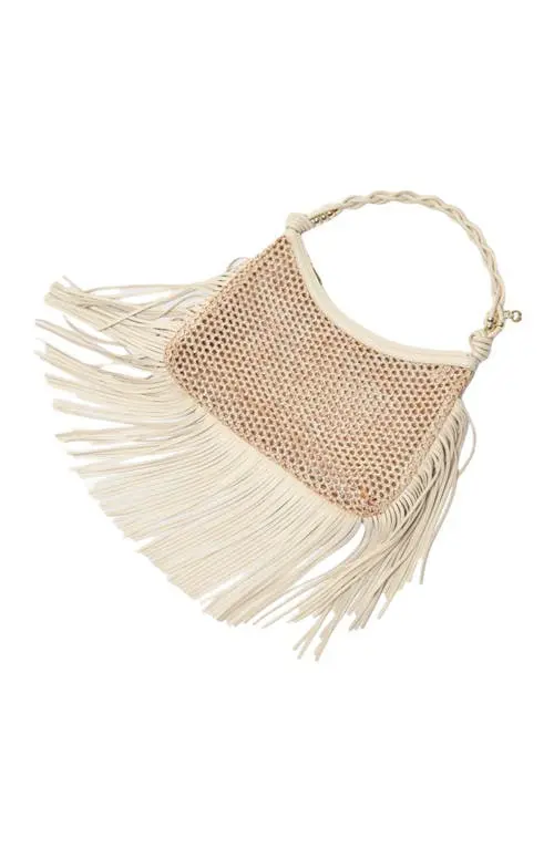 Maje Hobo Net Bag With Fringe And Beaded Handle