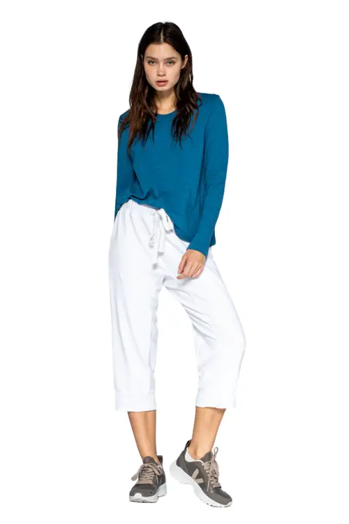 Wilt Crop Raw Jogger Easy Fit Pants - White