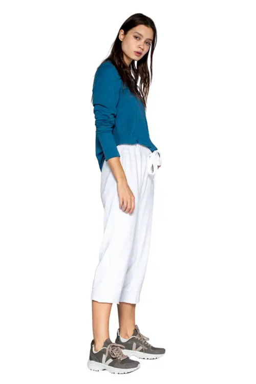 Wilt Crop Raw Jogger Easy Fit Pants - White