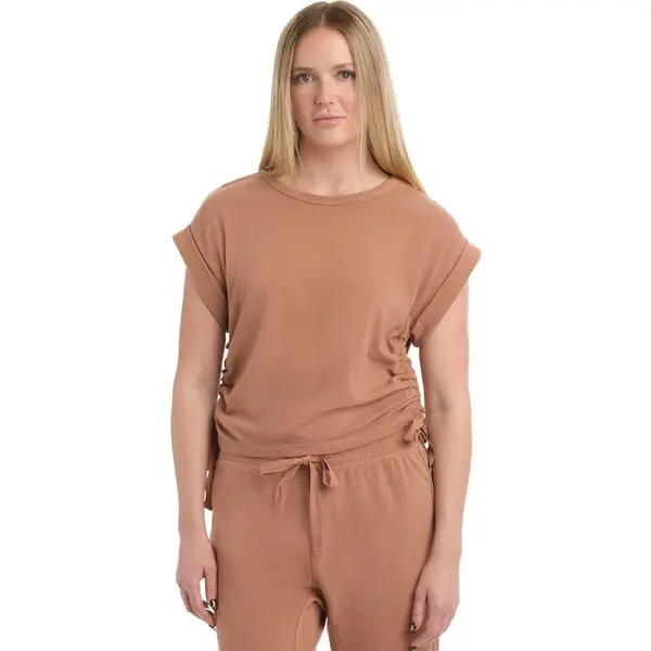 Wilt Round Neck Side Drawstrings Tee - Raw Umber