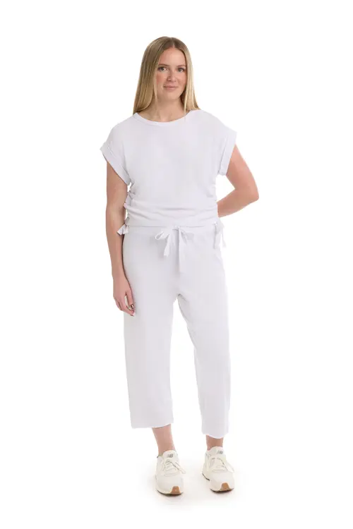 Wilt Round Neck Side Drawstrings Tee - White