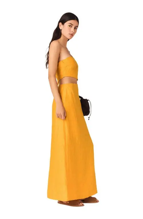 Maje Asymmetrical Cutout Linen Maxi Dress