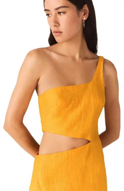 Maje Asymmetrical Cutout Linen Maxi Dress
