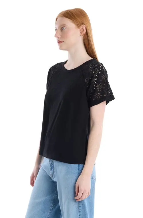 Wilt Lace Raglan Sleeve Tee - Black