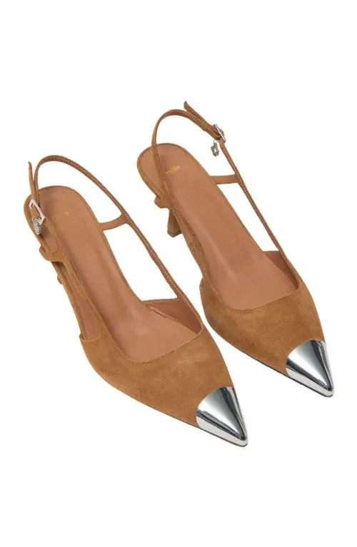 Maje Metallic-toe Suede Pumps