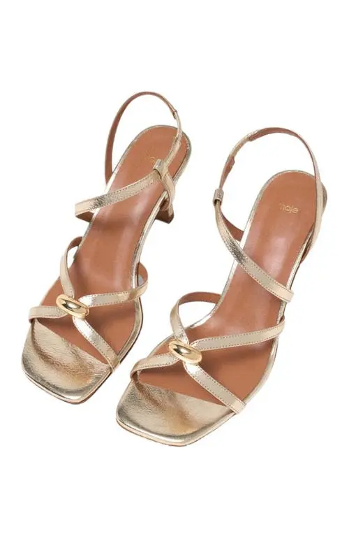 Maje Metallic Multi-strap Heeled Sandals - Light Gold
