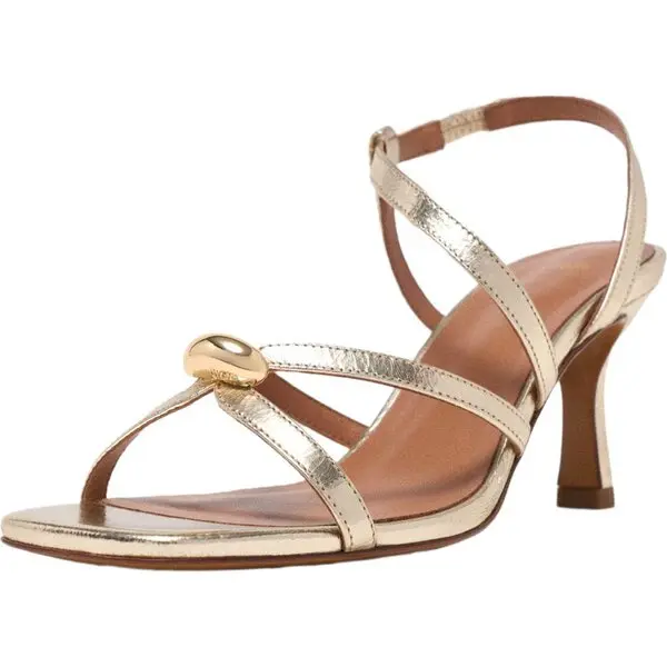 Maje Metallic Multi-strap Heeled Sandals - Light Gold
