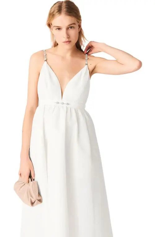 Maje Jewelled Taffeta Maxi Dress