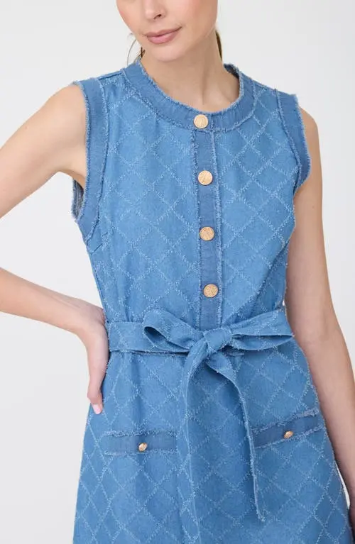 ZOE AND CLAIRE Sleeveless Jacquard Belted Mini Dress