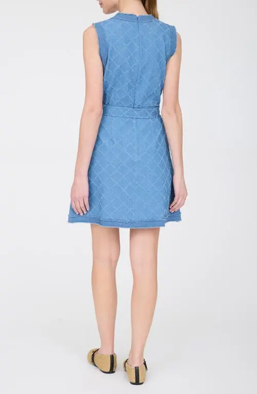 ZOE AND CLAIRE Sleeveless Jacquard Belted Mini Dress