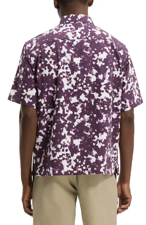 Theory Weekend Short Sleeve Seersucker Button-up Shirt