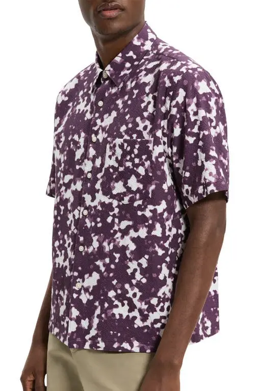 Theory Weekend Short Sleeve Seersucker Button-up Shirt