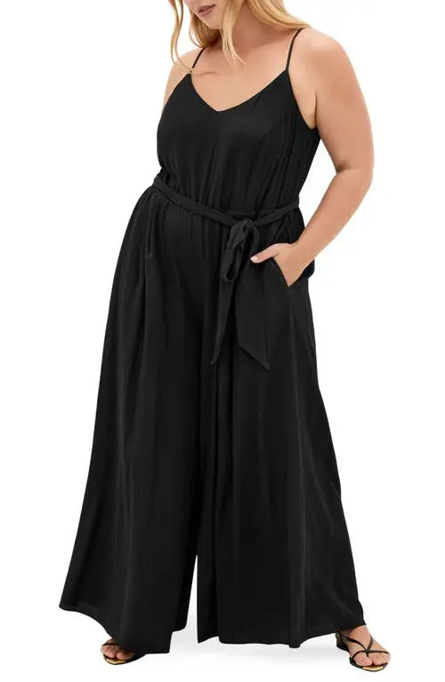 City Chic Kaira Sleeveless Wide Leg Jumpsuit - Black