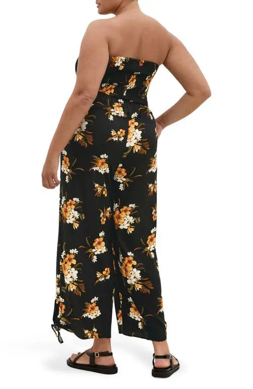 City Chic Aruba Floral Strapless Jumpsuit