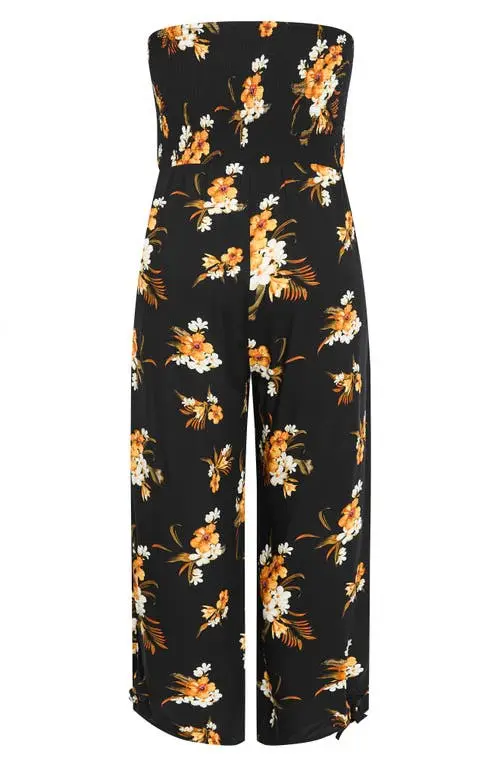 City Chic Aruba Floral Strapless Jumpsuit