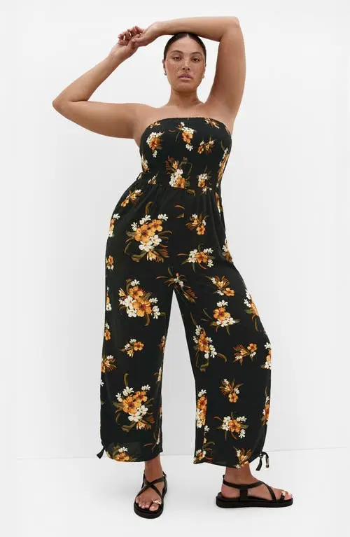 City Chic Aruba Floral Strapless Jumpsuit