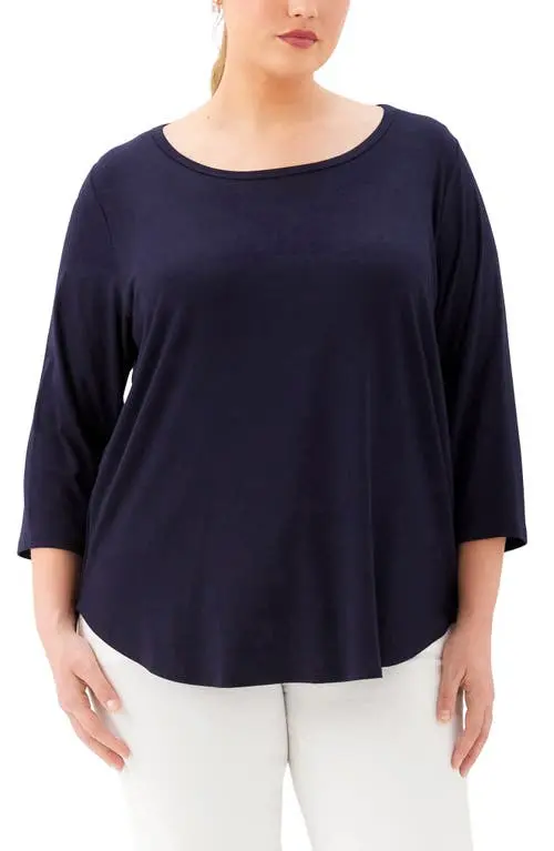 Karen Kane Jersey Shirttail Top - Navy