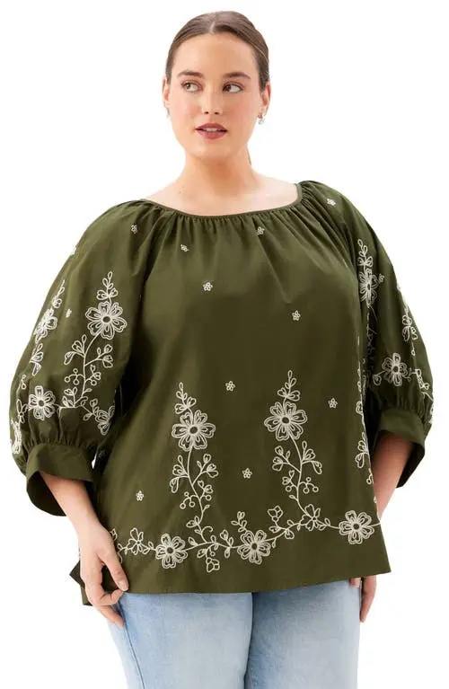 Karen Kane Embroidered Blouson Top