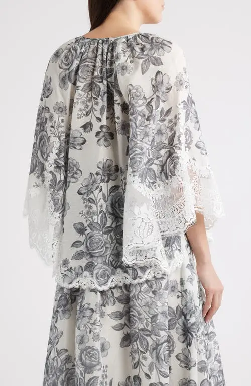 Kobi Halperin Paloma Floral Lace Trim Top