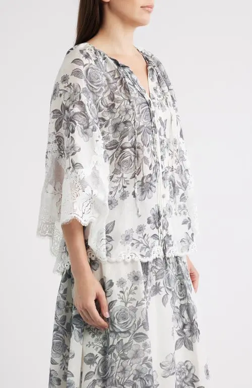 Kobi Halperin Paloma Floral Lace Trim Top