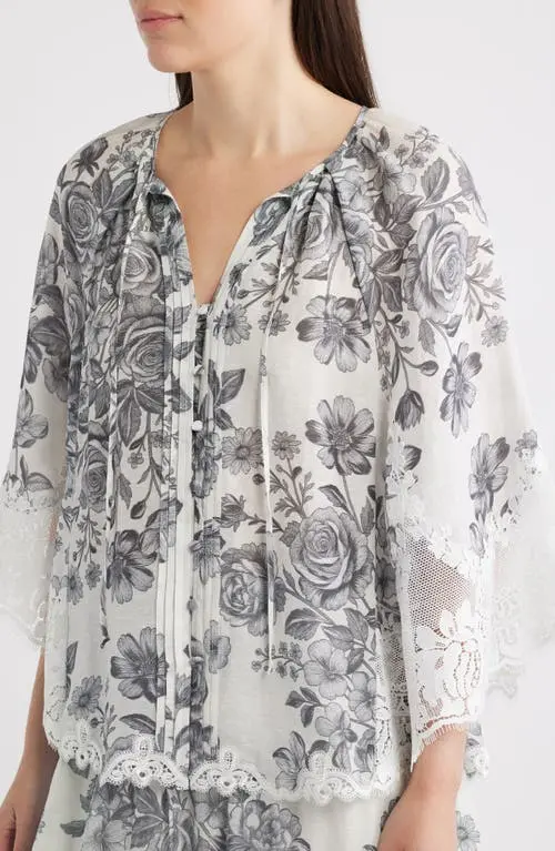 Kobi Halperin Paloma Floral Lace Trim Top