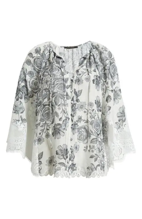 Kobi Halperin Paloma Floral Lace Trim Top