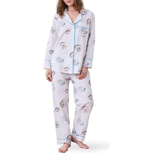 PRINTFRESH Cotton Poplin Pajamas - Pearl