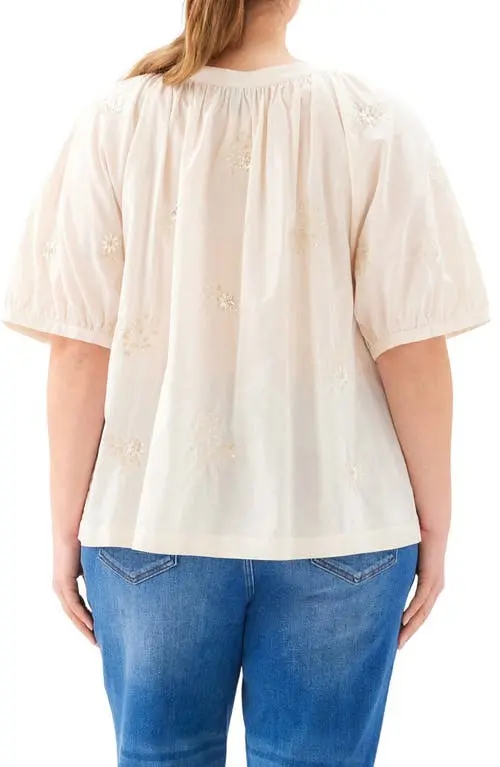 Karen Kane Embroidered Button-up Peasant Top