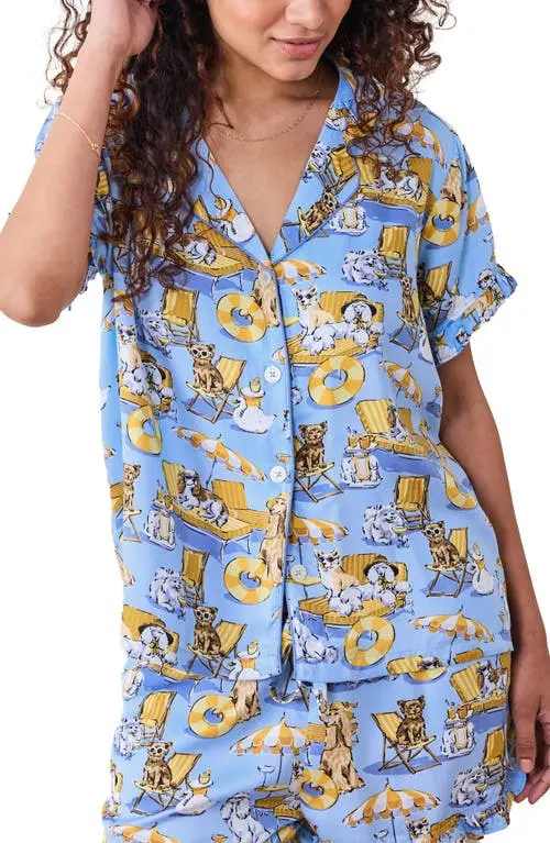 PRINTFRESH Ruffle Satin Pajamas