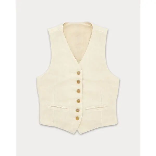 FORTELA Linen Tailored Vest - White