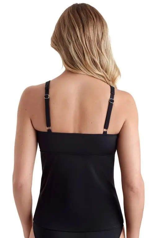 SHAPESOLVER V-wired Shirred Tankini Swimsuit Top